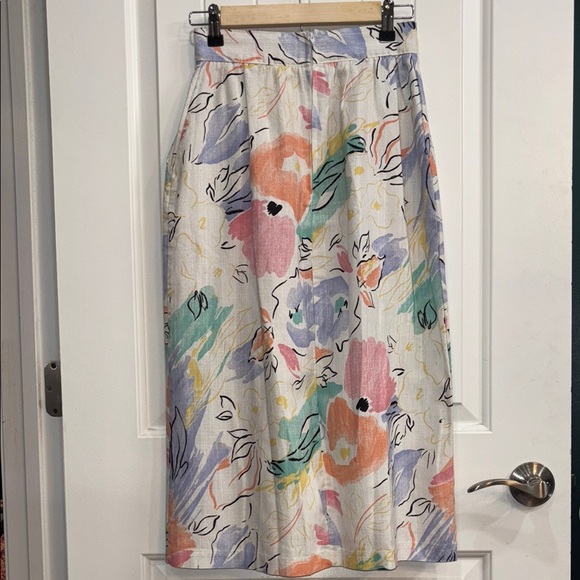 Skirts | Vintage Abstract Floral Midi Skirt | Poshmark